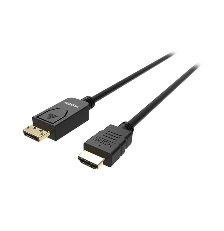 4K DisplayPort DP1.3 to HDMI 2.0 cable 2m. Black. Vision. – SureLookIT.com